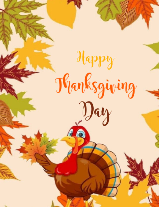 Copy of Yellow Floral Happy Thanksgiving Day Flyer (us Letter ...
