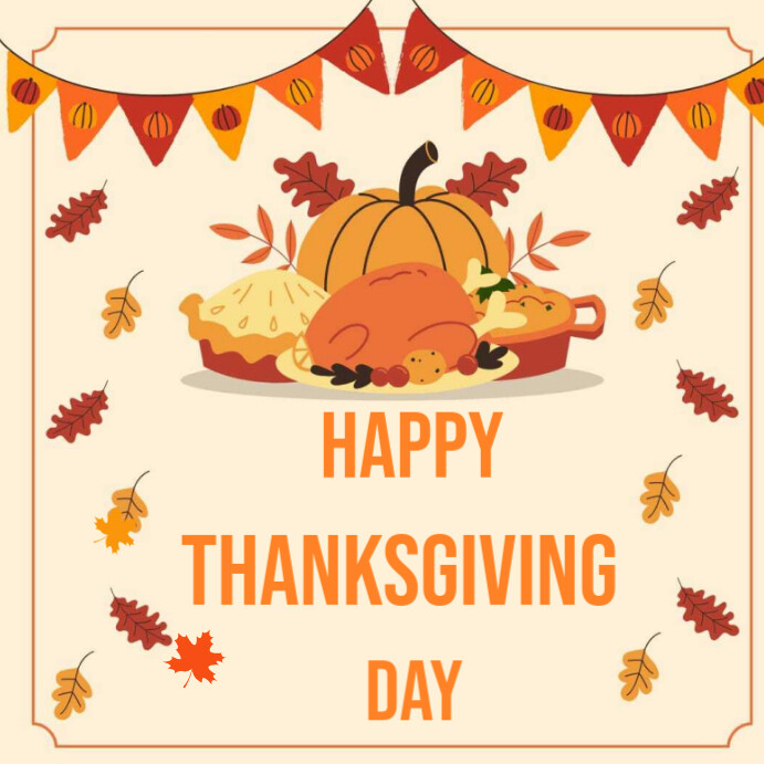 Yellow Floral Happy Thanksgiving Day Instagram Post Template | PosterMyWall