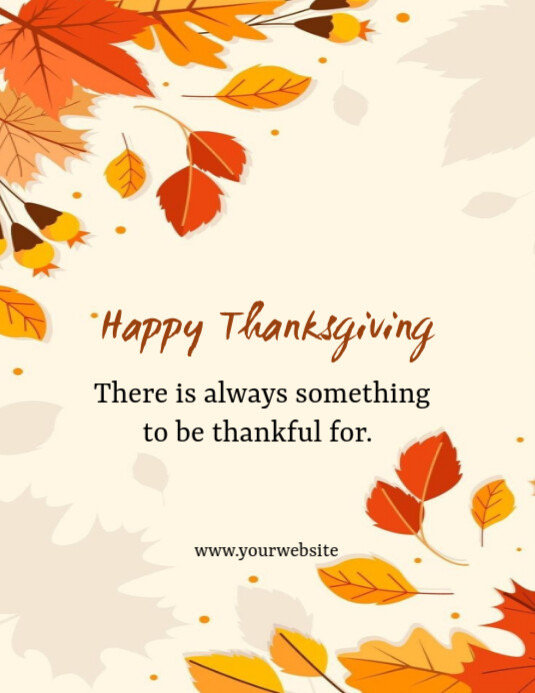 Yellow Floral Happy Thanksgiving Flyer (us Letter) Template | PosterMyWall
