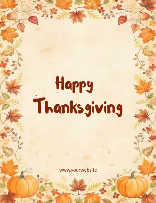 Yellow Floral Happy Thanksgiving Flyer (us Letter) Template | PosterMyWall
