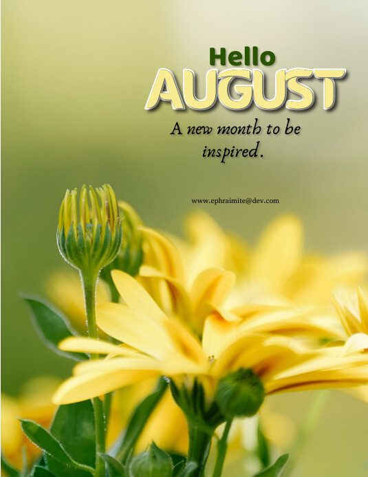 Modèle Yellow Floral Hello August Flyer (us Letter) | PosterMyWall