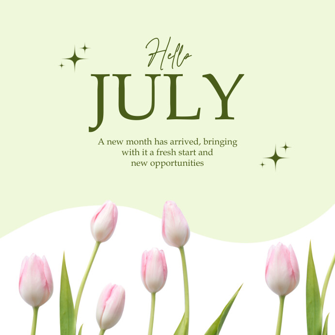 Yellow Floral Hello July Instagram Post Template | PosterMyWall
