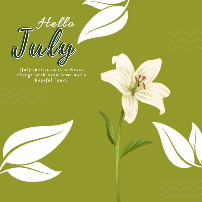 Yellow Floral Hello July Instagram Post Template | PosterMyWall