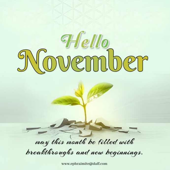 Yellow Floral Hello November Logo Template | PosterMyWall