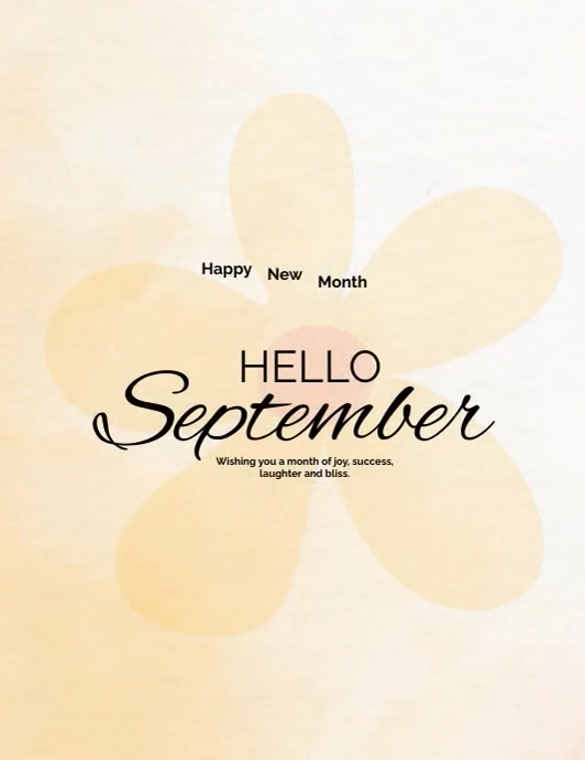 Yellow Floral Hello September Flyer (us Lette Template | PosterMyWall