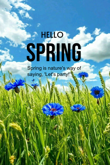 Yellow Floral Hello Spring Poster Templat | PosterMyWall