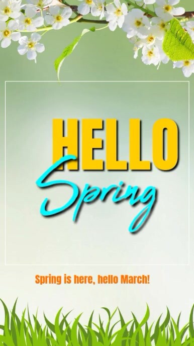 Copy of Yellow Floral Hello Spring Tampilan Digital (9:16) | PosterMyWall