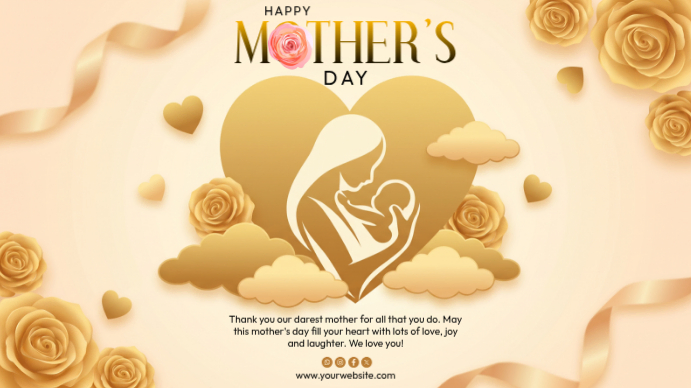 Yellow floral mother's day celebration digital display Template ...