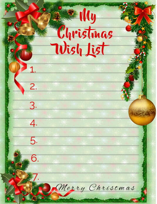 Plantilla de Yellow Floral My Christmas Wish List Flyer (us Letter ...