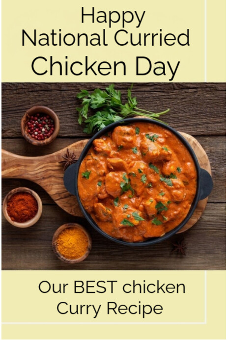 Copy of Yellow Floral National Curried Chicken Day Poster | PosterMyWall