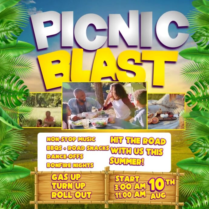 Yellow Floral Picnic Blast Instagram Post Template | PosterMyWall