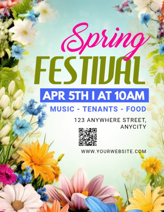 Yellow Floral Spring Festival Flyer Template | PosterMyWall
