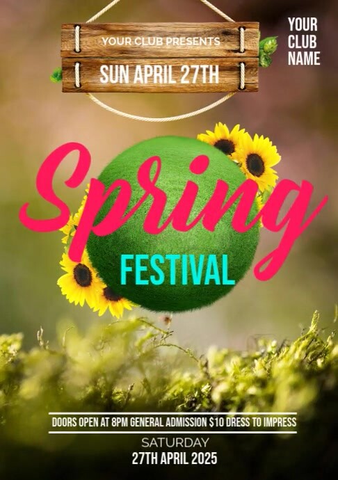 Yellow Floral Spring Festival Poster A3 Template | PosterMyWall
