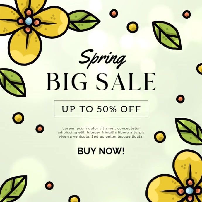 Yellow Floral Spring Sale Instagram Post Template | PosterMyWall