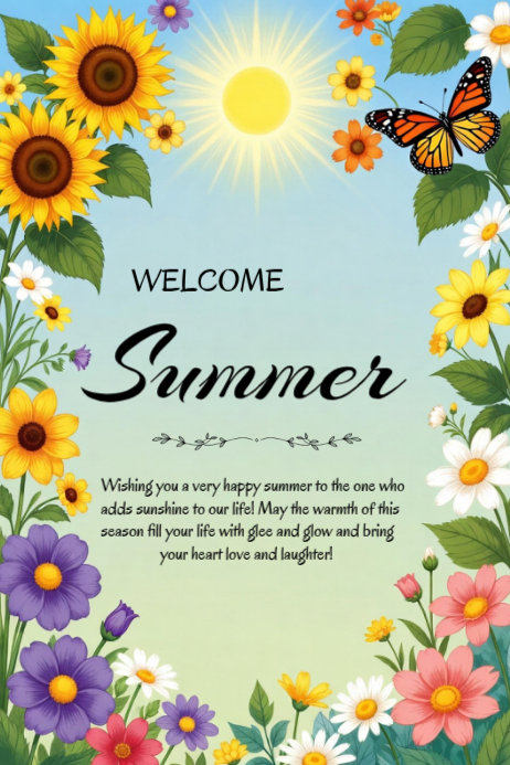 Copy of Yellow Floral Summer Greeting Poster | PosterMyWall
