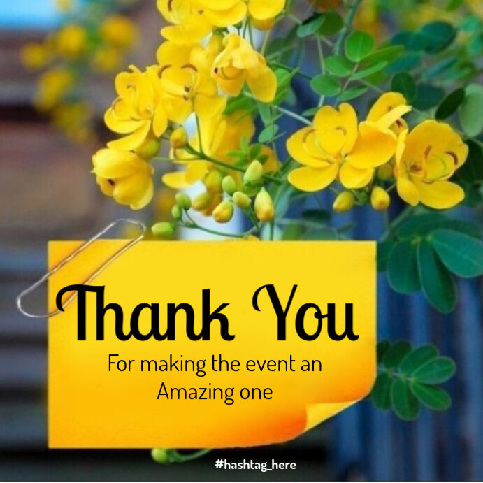 Yellow Floral Thank You Instagram Post Template | PosterMyWall