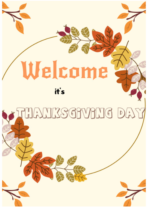Copy of Yellow Floral Thanksgiving Welcome Template A4 | PosterMyWall