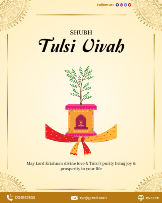 Copy of Yellow Floral Tulsi Vivah Instagram Portrait | PosterMyWall