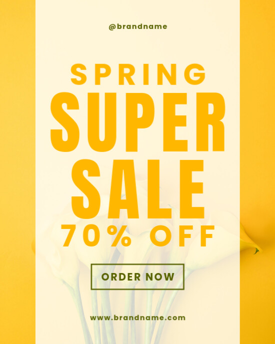 Yellow Floral Typographic Spring Super Sale Promotional Discount Offer ...