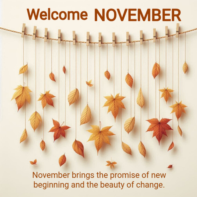 Yellow Floral Welcome November/welcome Autumn/ Happy New Month Autumn ...