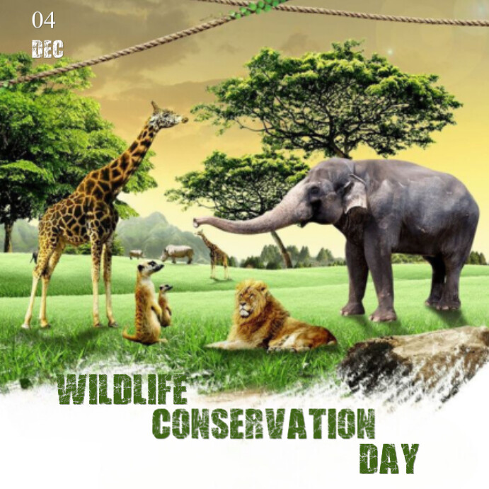 Yellow Floral Wildlife Conservation Day Instagram Post Template ...