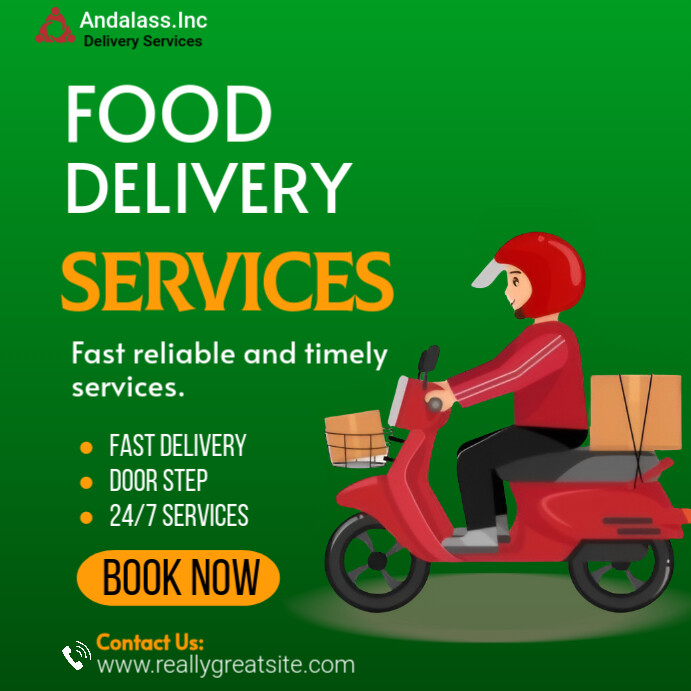 Yellow Food Delivery Sevices Square (1:1) Template | PosterMyWall