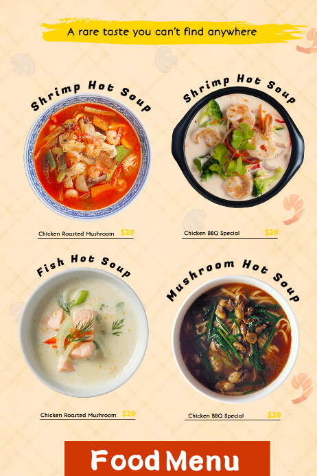Yellow Food Menus Poster Template | PosterMyWall