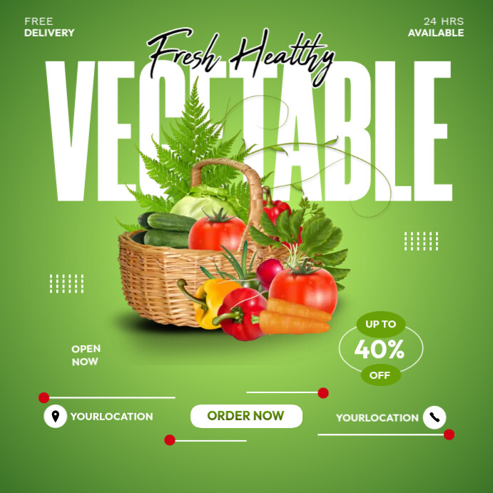 Copy of Yellow Fresh Vegetable Poster Square (1:1) | PosterMyWall
