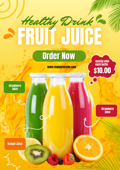yellow fruit juice ig post Template | PosterMyWall