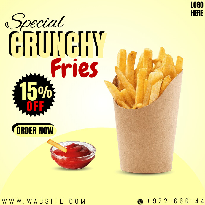 Yellow Frunch Fries Flyer Instagram Post Template | PosterMyWall