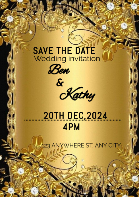 Yellow Futuristic Wedding Invitation Card A4 Template | PosterMyWall