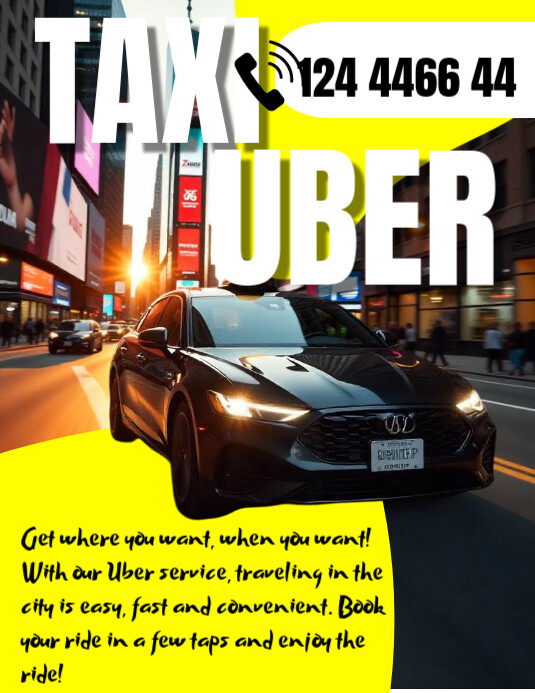 Copy of yellow Futuristico Taxi Uber Service Volantino (us Letter) | PosterMyWall