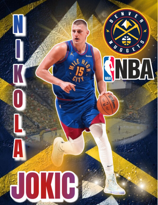 Yellow Futuristik Nikola Jokic Denver Nuggets Nba Pamflet (letter As ...