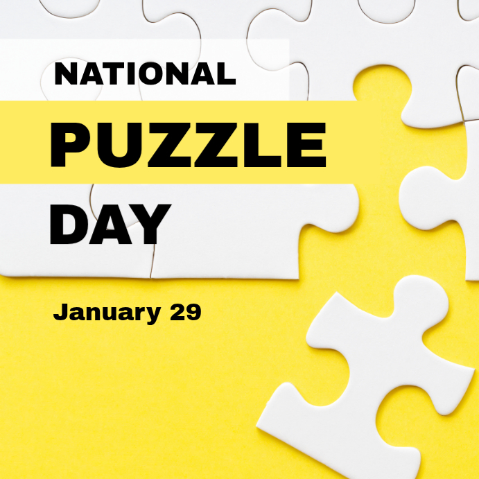 Yellow Geometric National Puzzle Day Celebration Flyer Instagram Post ...