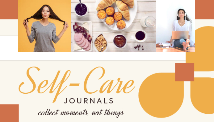 Yellow Geometric Self-care Journals Blog Header Template | PosterMyWall