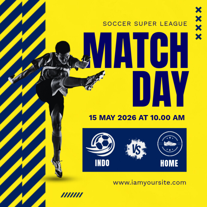 Cópia de Yellow Geometris Blue And Yellow Soccer Match Day Pos ...