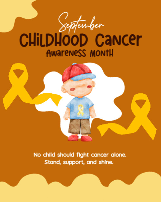 Plantilla de Yellow Gold Illustrative Childhood Cancer Awareness Month ...