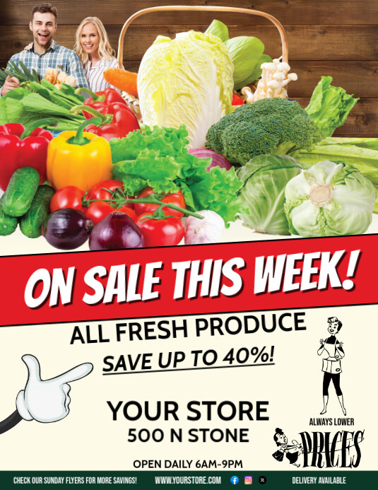 Yellow Grocery Store Sale Ad Flyer Flyer (us Letter) Template ...