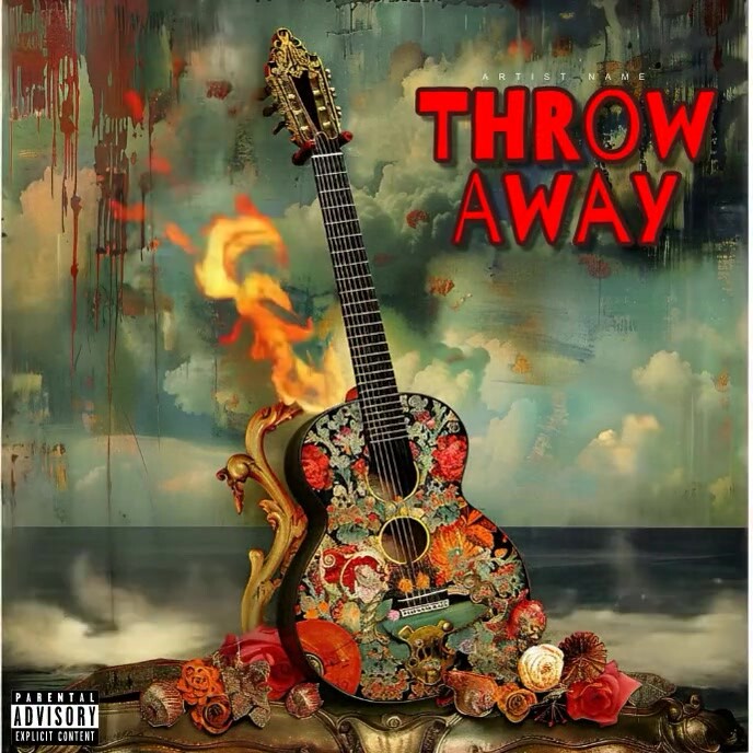 Yellow Grunge Burning Guitar Album Cover Template | PosterMyWall