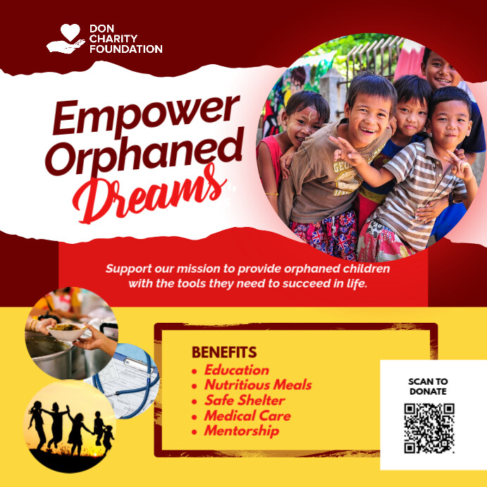 Copy of Yellow Grunge Donation For Orphans Facebook Instagram Instagram ...