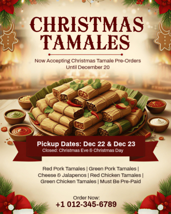 Plantilla de Yellow Grunge Festive Christmas Tamales Pre-order Flyer ...