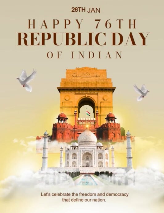 Yellow Grunge Republic Day Flyer (us Letter) Template | PosterMyWall