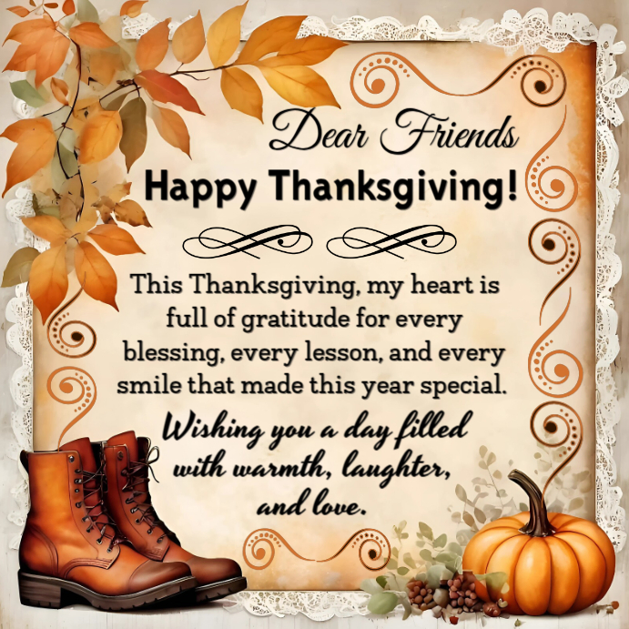 Plantilla de Yellow Grunge Thanksgiving Greeting Square (1:1 ...