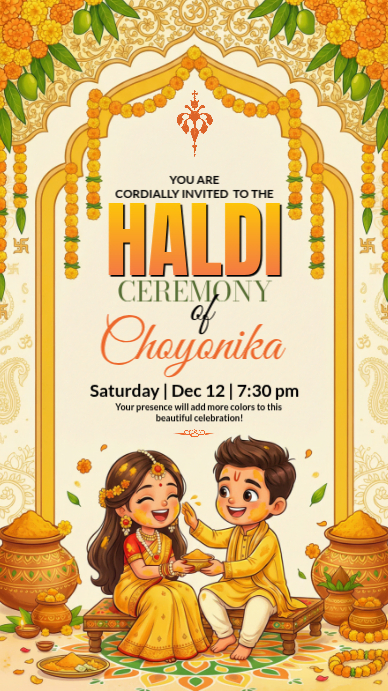 Yellow Haldi Ceremony Invitation Instagram Story Template | PosterMyWall
