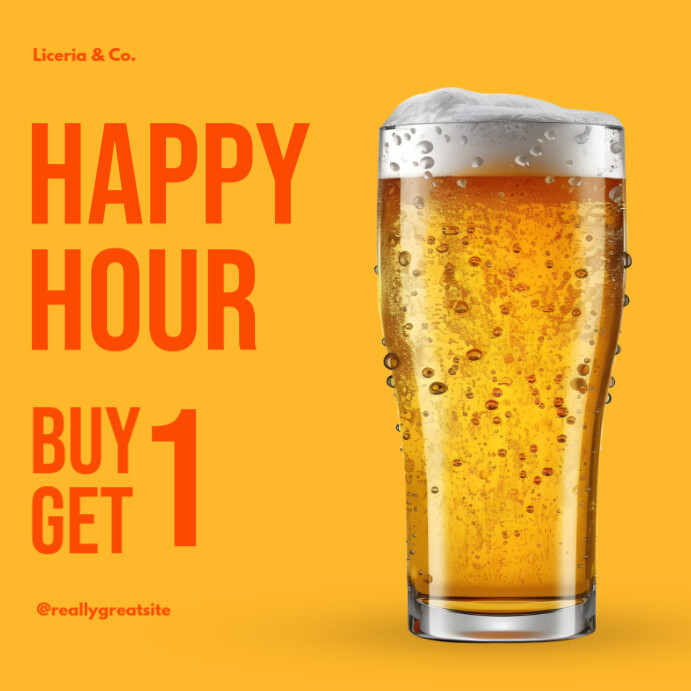 Yellow Happy Hour Beer Instagram Post Template | PosterMyWall