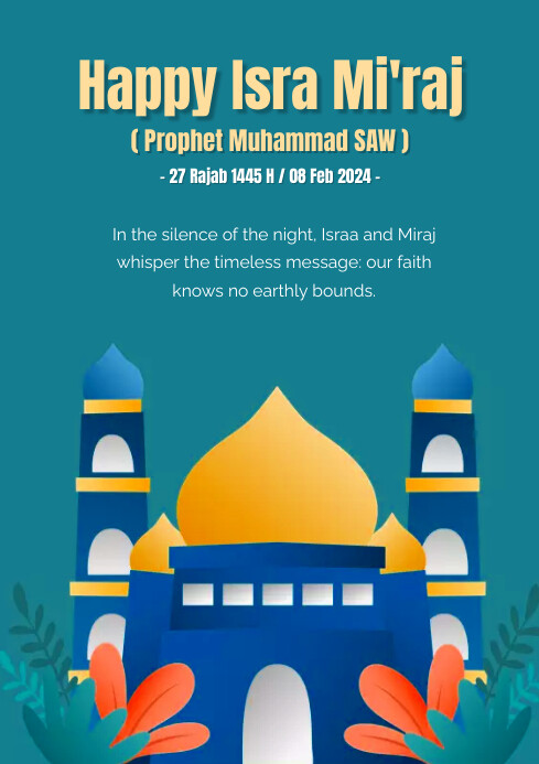 yellow happy isra mi'raj Template | PosterMyWall