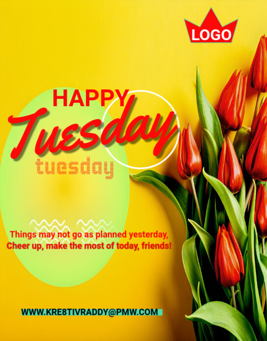 Plantilla de Yellow Happy Tuesday Poster/wallboard | PosterMyWall