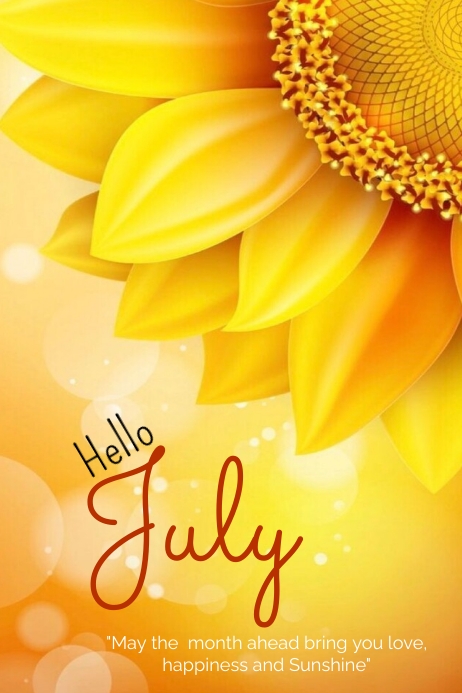 Yellow Hello July Template | PosterMyWall
