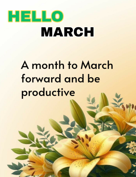 Copy of Yellow Hello March Design Template Flyer (us Letter) | PosterMyWall