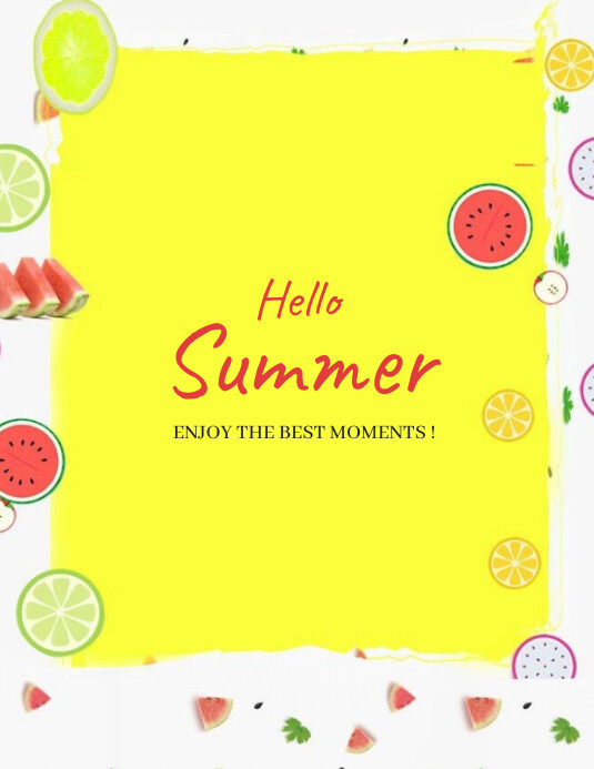 Yellow Hello Summer Flyer (us Letter) Template | PosterMyWall